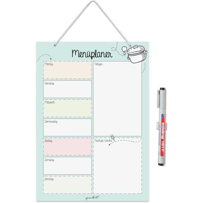 Agenda de menu à suspendre au format A4 I Tableau blanc planificateur ...