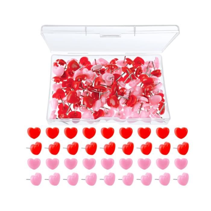 Lot de 100 punaises en forme cœur pour tableau en liège, jolies ...