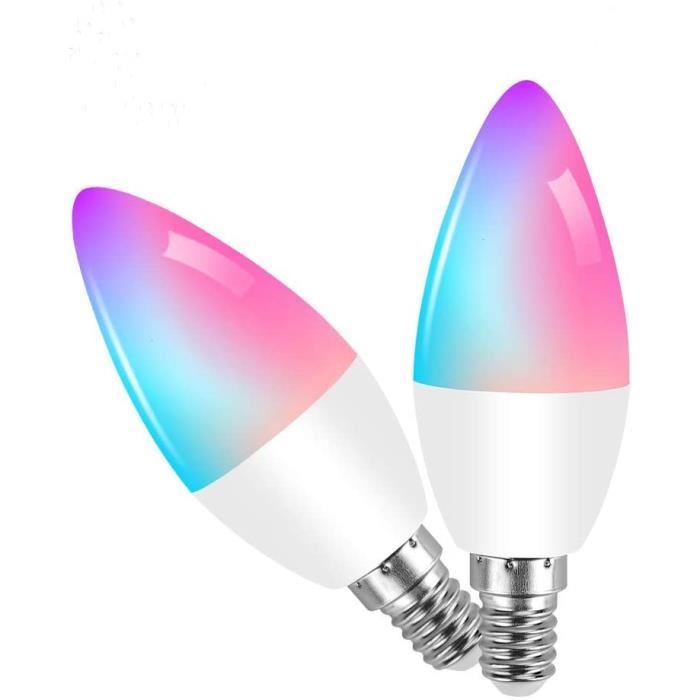 Wolka 2 Pack Ampoule LED Intelligente WiFi Smart Ampoule Connectée Multicolore RGB E14 4.5W ...