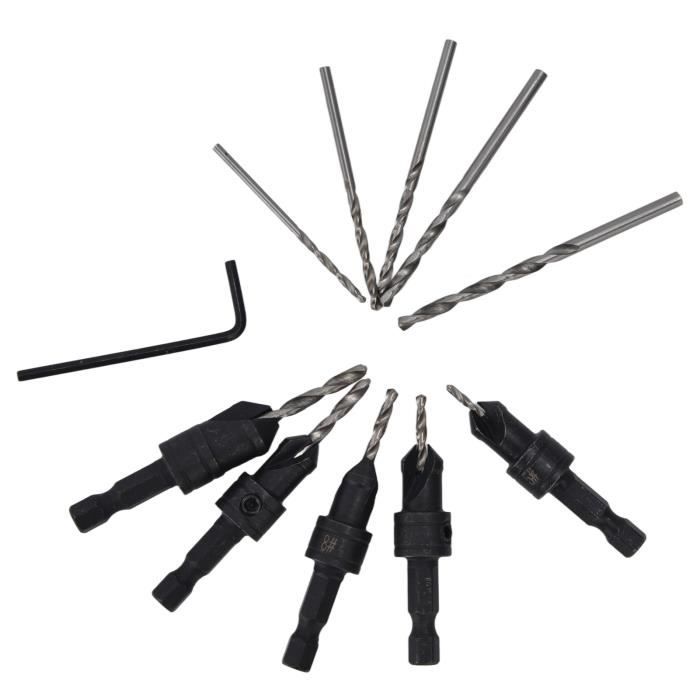 EJ.life kit d'outils de perçage de chanfrein 11 pièces ensemble de ...