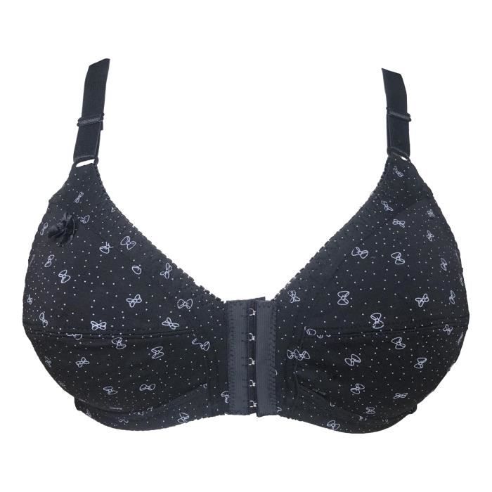 Soutien gorge 95D blanc noeuds noirs sans armatures ouverture sur l' avant Noir - Cdiscount Prêt ...