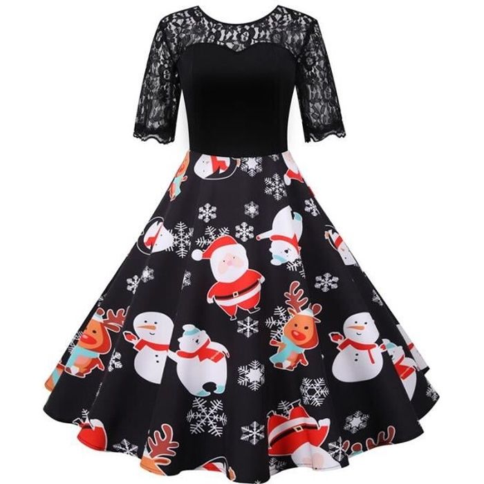 Robe,Dentelle Robe de noël femmes 2021 nouveau à manches courtes ...
