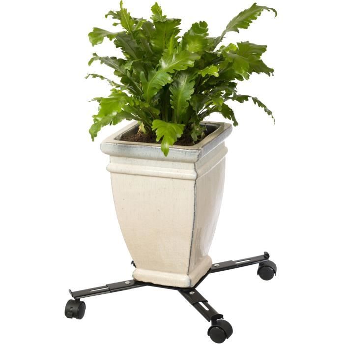 Support de pot roulant extensible - NATURE - En métal époxy noir mat ...