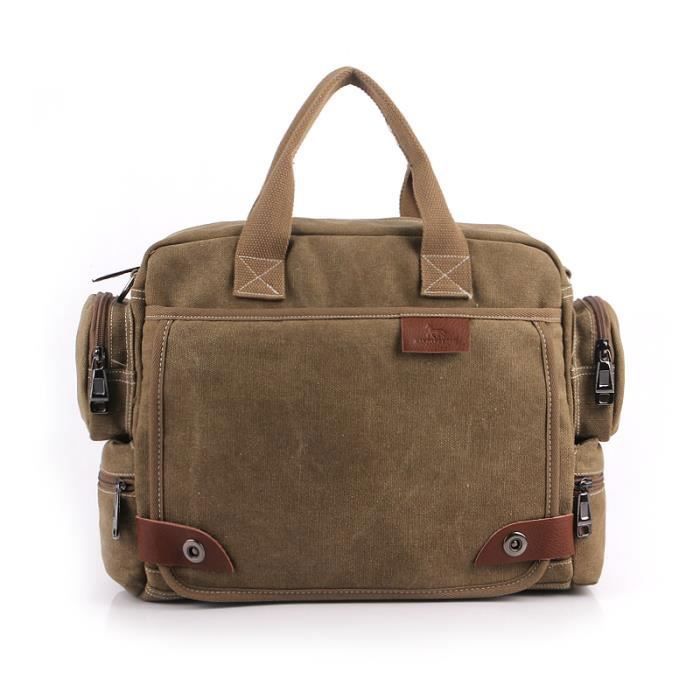 Sac Reporter en Toile ZEWOW - Homme - Kaki - 40x13x30 cm Marron Kaki ...