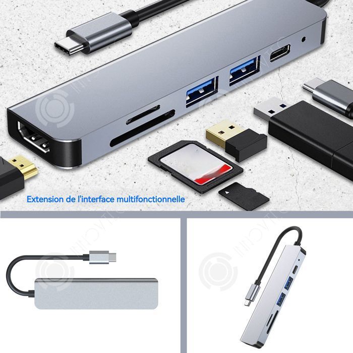 INN Station d'accueil Port USB 3.0 6 en 1 HDMI 4K Chargement PD Des ...