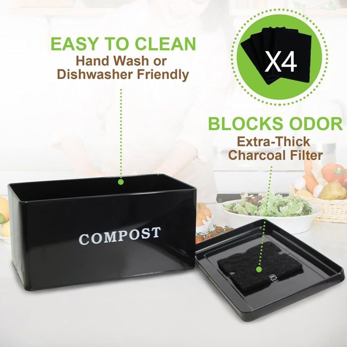 Métal Composteur Cuisine 7L,Poubelle à Compost Cuisine avec Couvercle ...