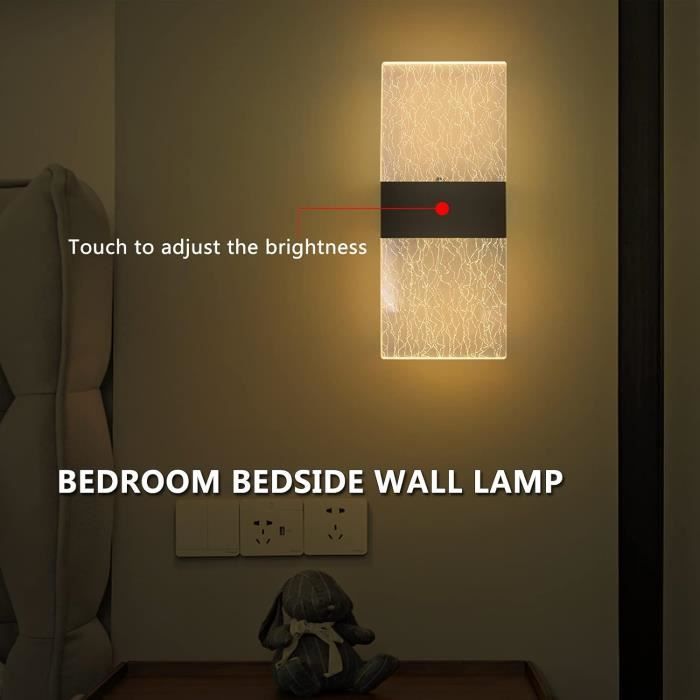 Applique Murale Chambre LED à Piles, Lampe Murale Rechargeable USB Lampe de Chevet Murale Sans ...