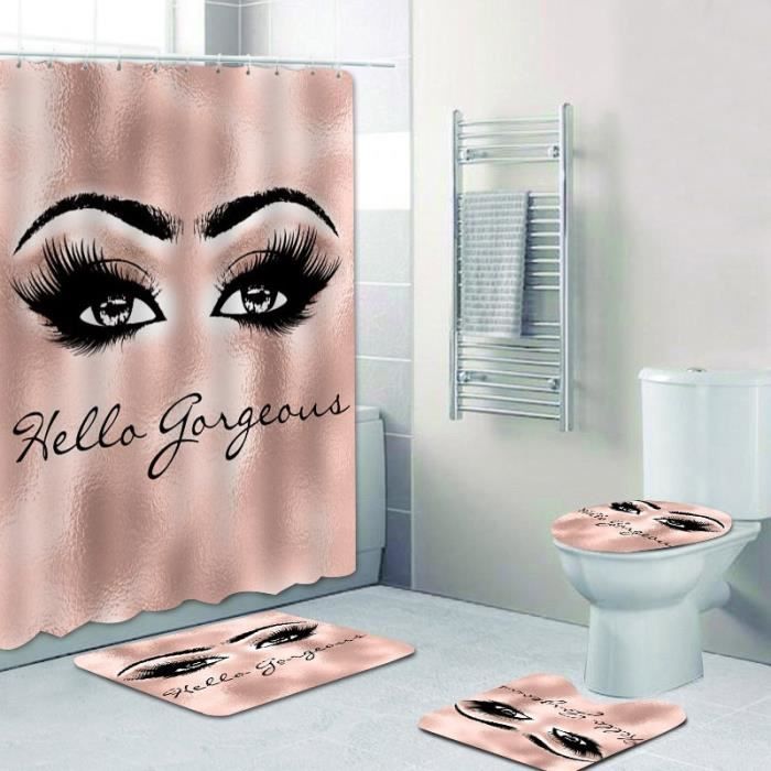 Accessoires salle de bain Girly rideau de douche pour le maquillage des cils en or Rose Set de Type Shower Curtain 150x180cm E Cdiscount Maison