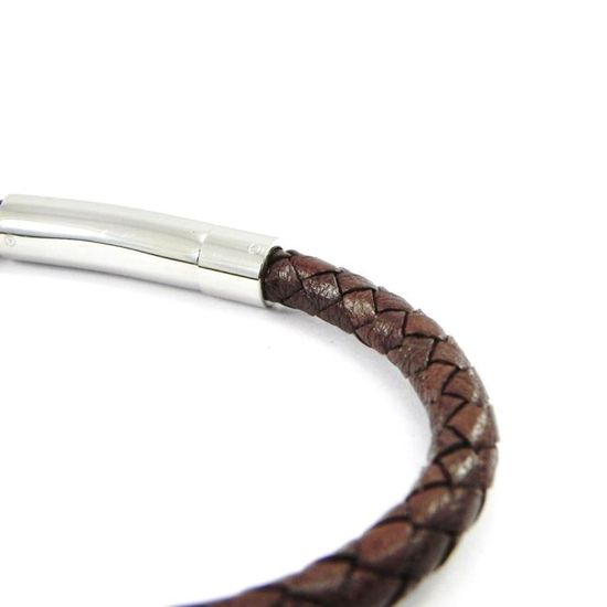 Bracelet Homme "Tony" Cuir / Acier Marron - Achat / Vente bracelet ...