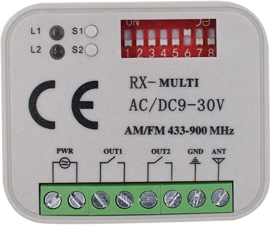 Récepteur universel compatible avec télécommande Doorhan 433,92 MHz 2 canaux 433-868 MHz Rolling ...
