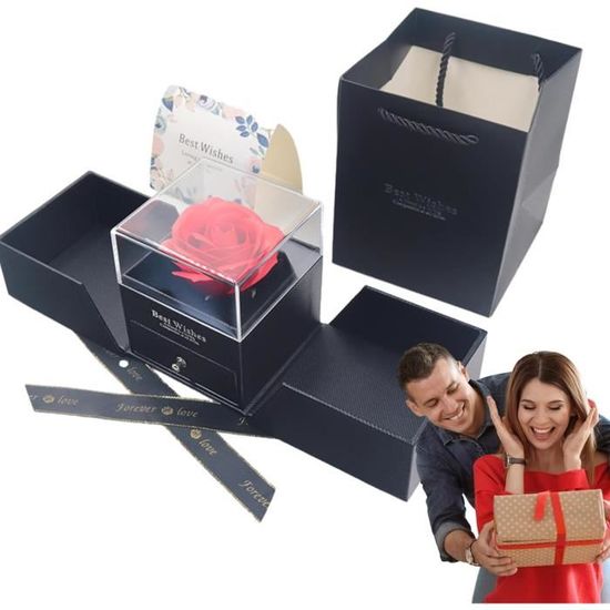 Véritable Rose Éternelle Avec Collier En Forme De Cœur, Petite Amie ...