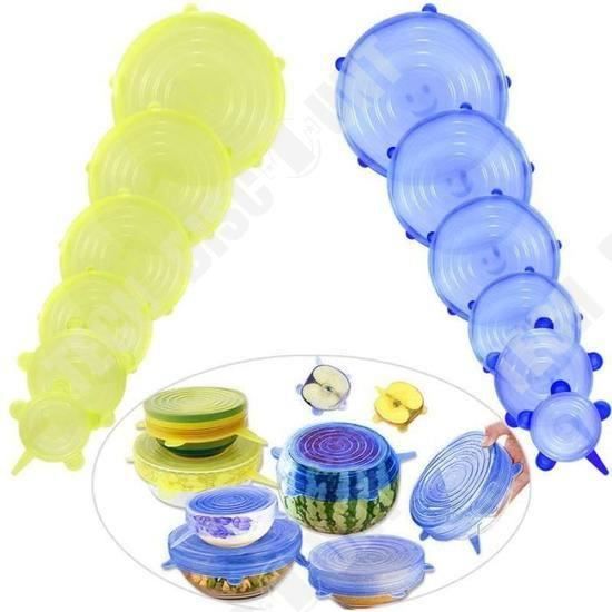 TD® Couvercle Silicone Alimentaire 12 Pièces Stretch Réutilisables ...