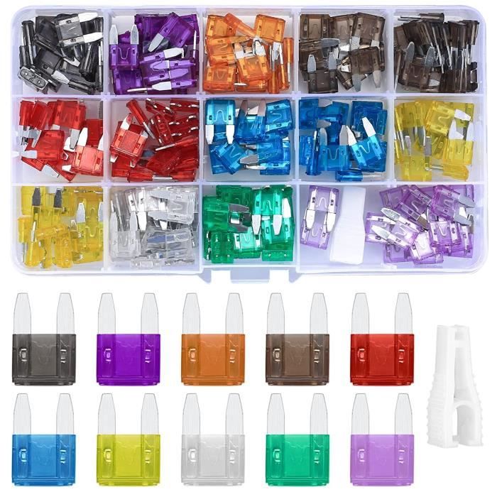 200 Pièces Fusible Voiture Set, Car Fuses Petit, Fusible Lame Plat Kit ...