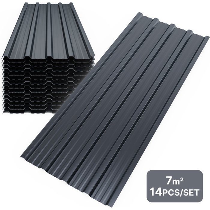 14x Plaques tôles profilées, Plaque de Tôle Toiture en Métal à Rainures ...
