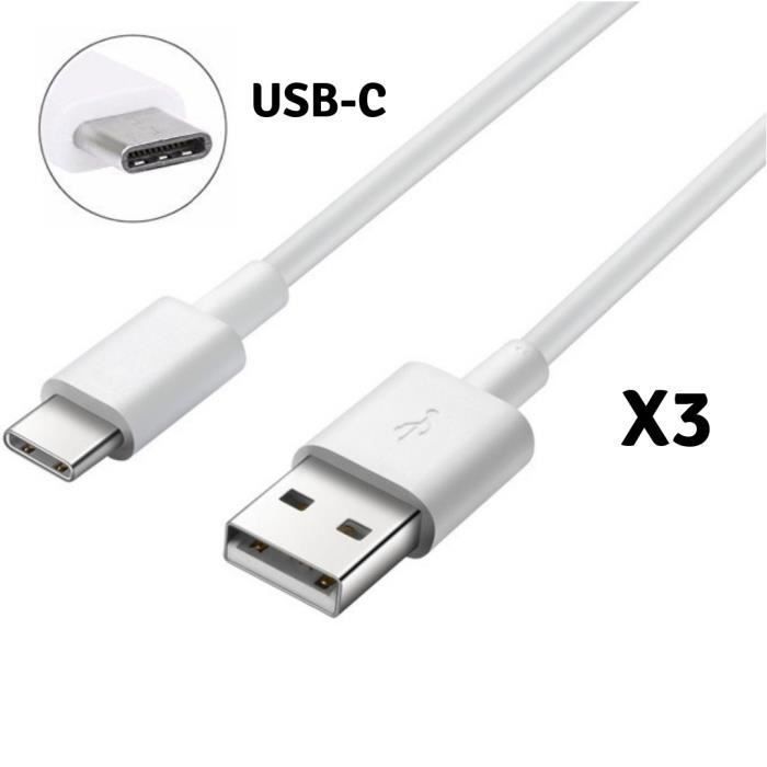 Lot 3 Cables Type USB-C Chargeur Blanc Compatible Samsung Galaxy S10 ...