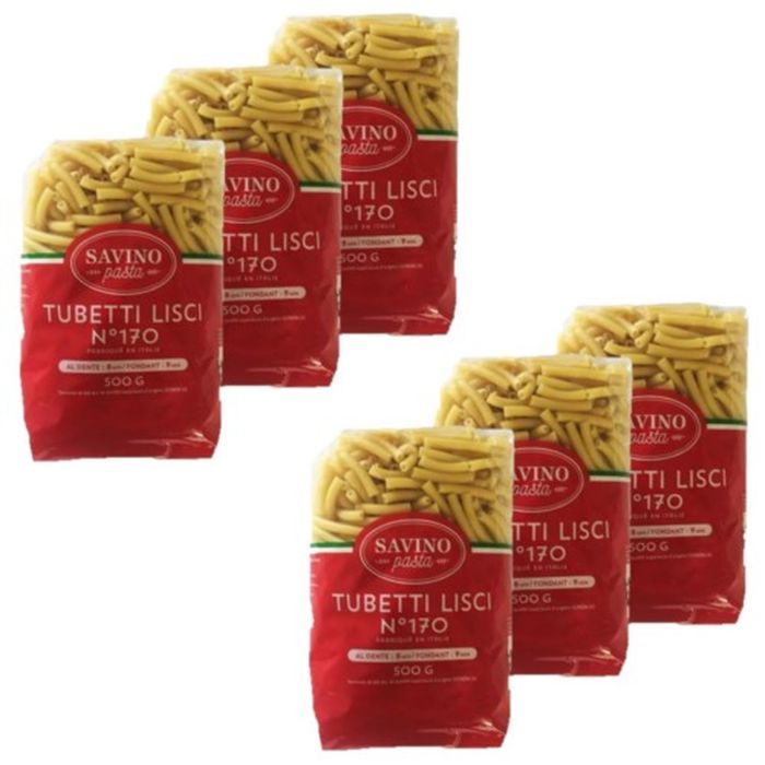 Savino Pasta - Lot 6x Pâtes Tubetti Lisci n°170 - Paquet 500g ...