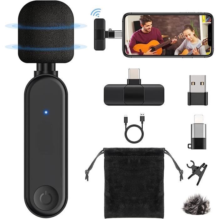 AGPTEK Microphone Cravate sans Fils 3 en 1 pour Youtube Facebook Interview Podcast Blog Vlog ...