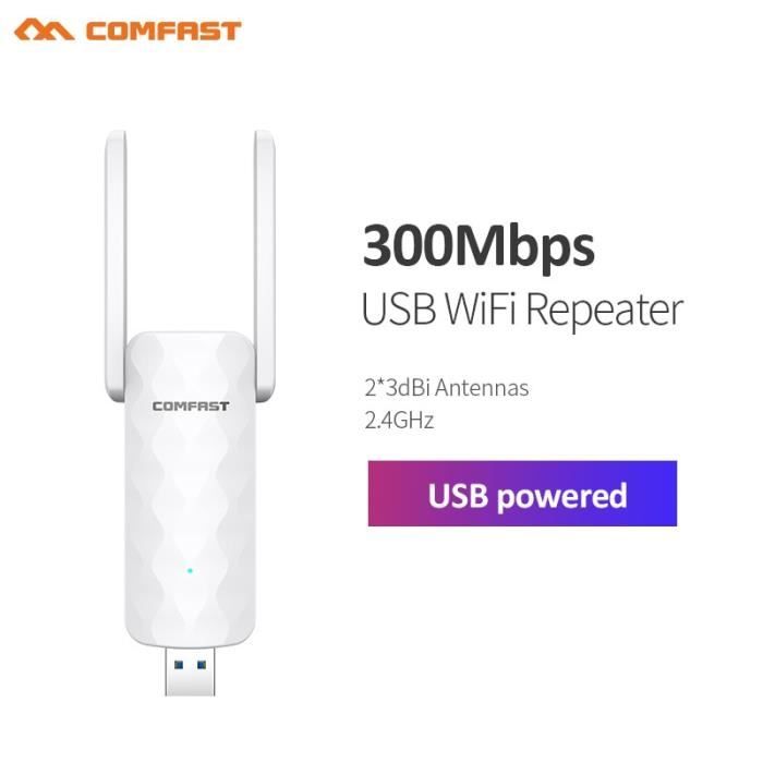 Répéteur WiFi USB 300Mbps, 2.4G, 802.11n, amplificateur de Signal sans fil, Booster Portable ...