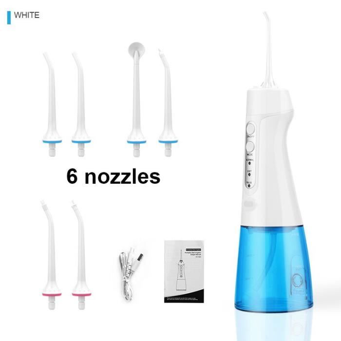 Blanc Irrigateur buccal dentaire sans fil, hydropulseur, portatif et ... Blanc Irrigateur buccal dentaire sans fil, hydropulseur, portatif et ...