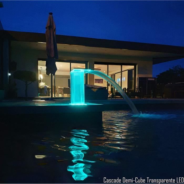 DESIGN MODERNE Cascade Fontaine Piscine Demi-Cube Acrylique Plexiglass ...