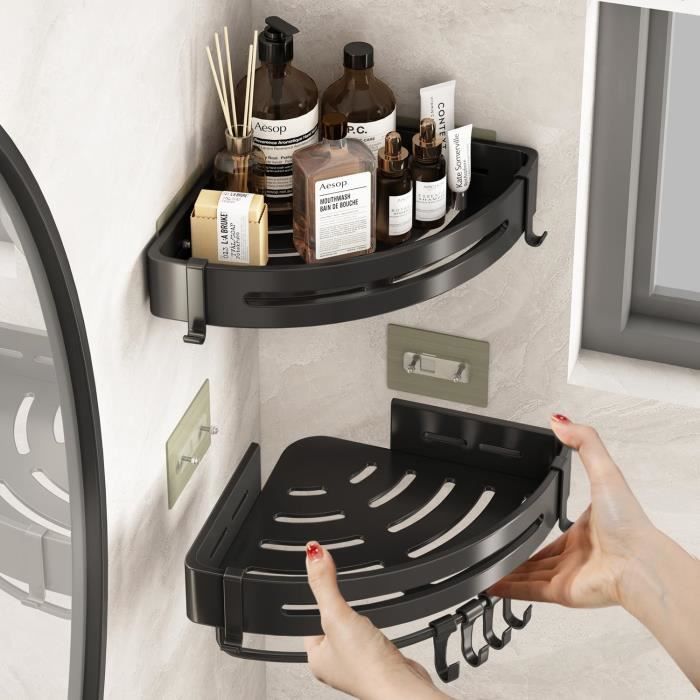 Etagere Douche D'Angle, 2 Pièces Sans Percage Rangement Douche, Angle ...