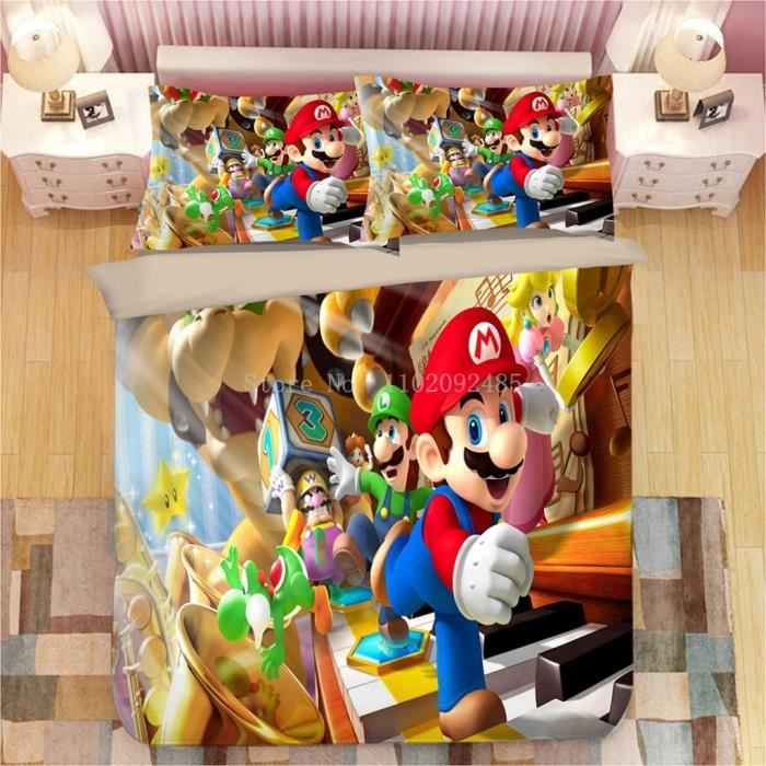 Verser6 - Roi AU (3PC) - Parure de lit dessin animé Mario, Ensemble de ...