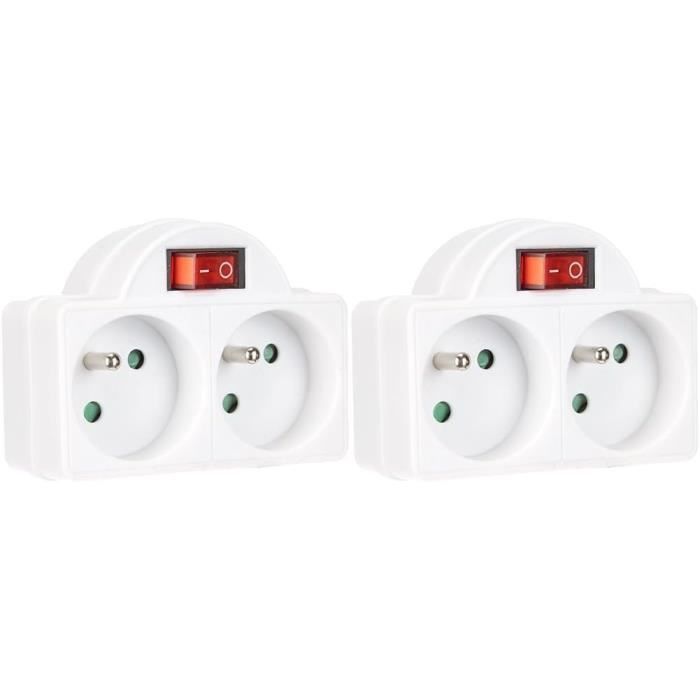 531192 Adapteur Fiche Multiprise Biplite Avec Interrupteur 2 Prise 16A ...