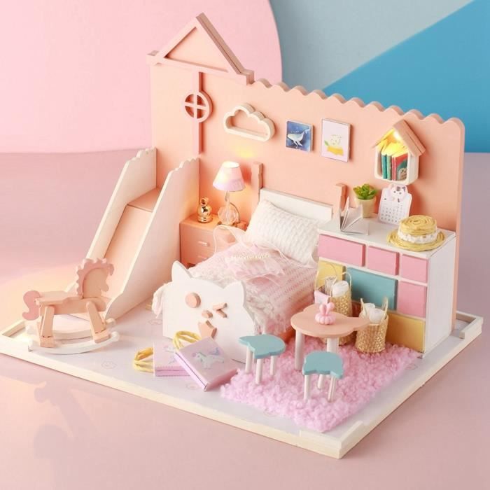 Maison de poupée avec meubles Kit de maison de poupée en bois artisanat ...