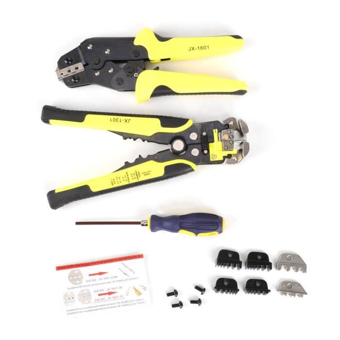 Sertissage à cliquet Pince à sertir pour bornes à cliquet 4 en 1 Ensemble d'outils de sertissage ...