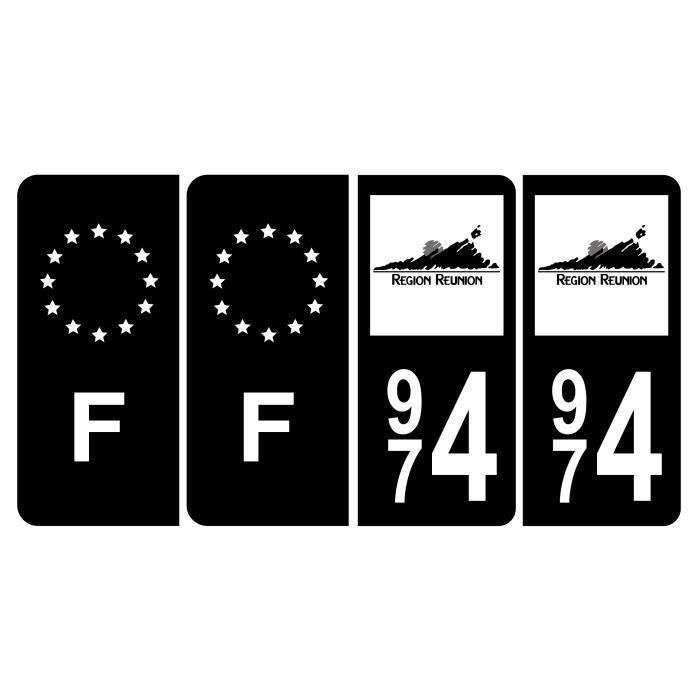 Autocollants plaque d'immatriculation 974 La Réunion - HADEXIA - Lot de ...