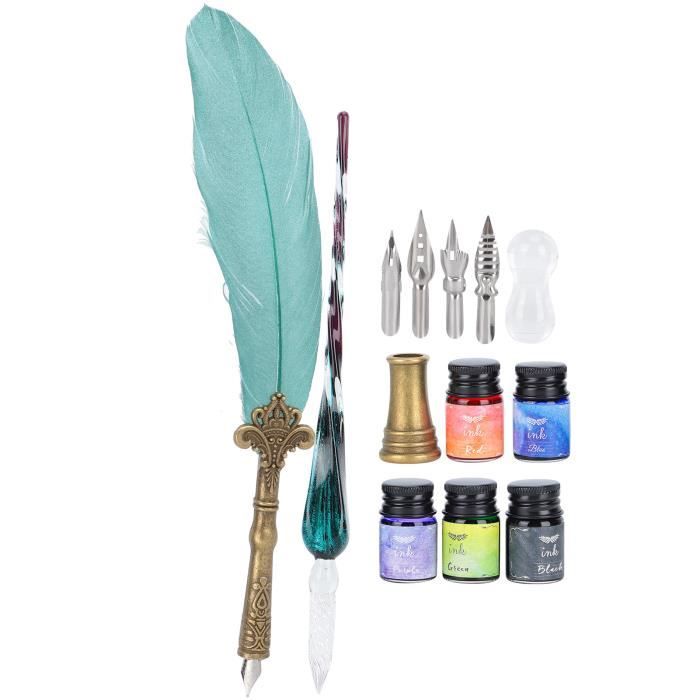 Mxzzand stylo à encre en verre Ensemble de stylos de calligraphie ...