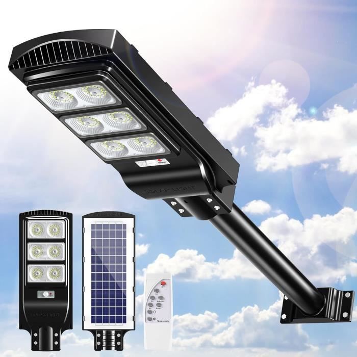 Réverbère Solaire Led 300W Avec Télécommande | Lampe De Sécurité À Énergie Solaire 6500K Avec ...