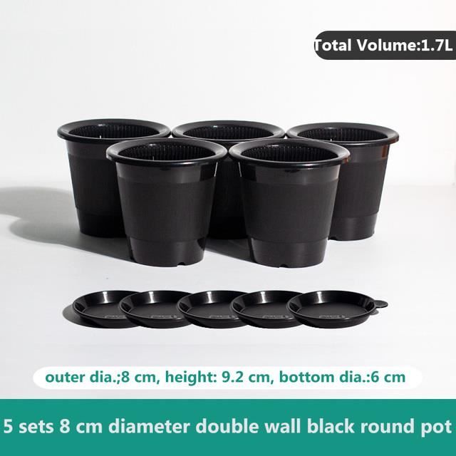 POT DE FLEUR,5 8 cm Black-1 pc--Pot'orchidées succulentes à Double ...