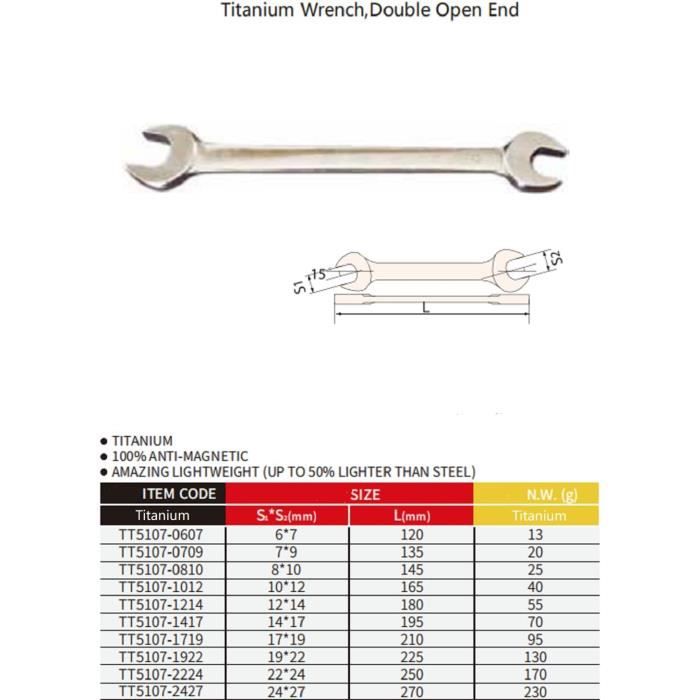 Clé Plate À Double Extrémité Ouverte, Double Clé À Fourche En Titane ...