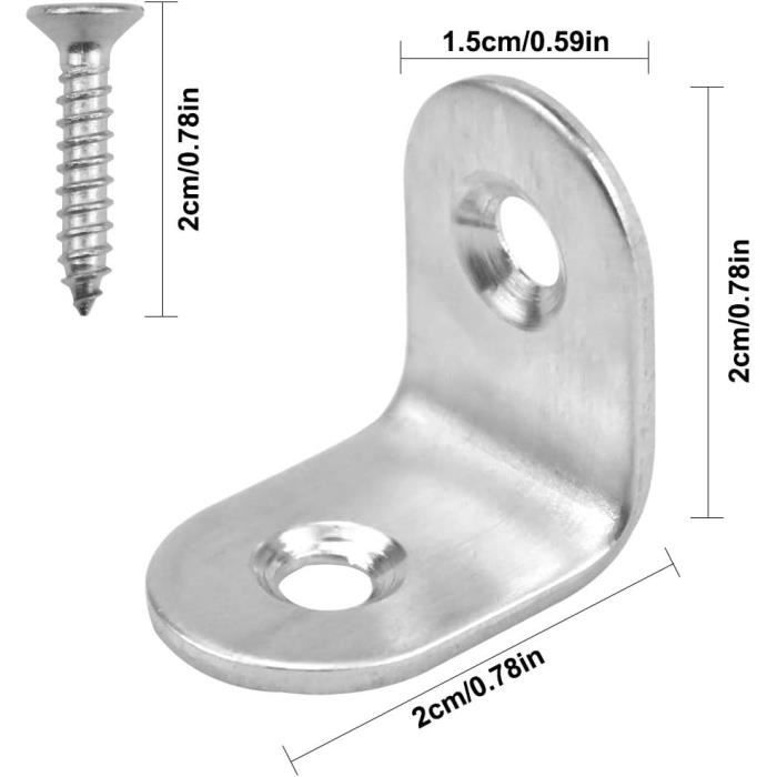 20Pcs Équerre De Fixation 20X20 Mm Equerre Fixation En Acier Inoxydable ...