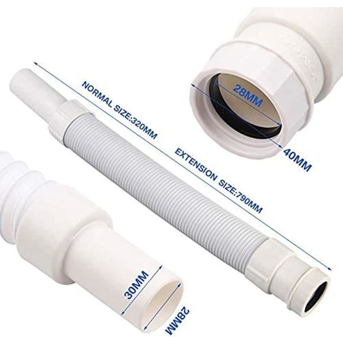 Siphon Flexible Tuyau Vidange Universel Plastique Lavabos Cuisine D ...