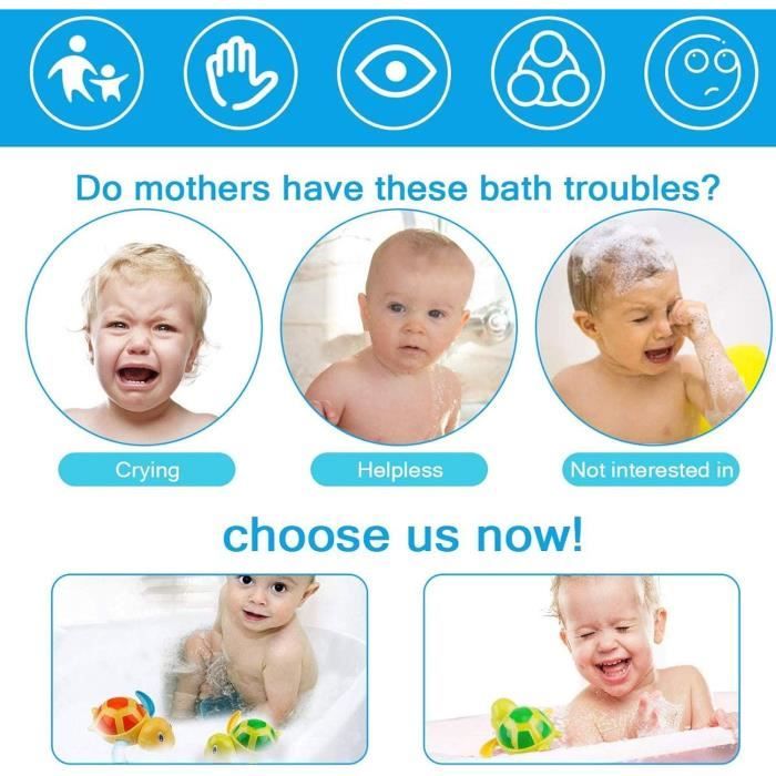 3 Pièces Tortues Bain Jouet,Bébés Jouet de Bain,Animal Bain Jouets Set ...