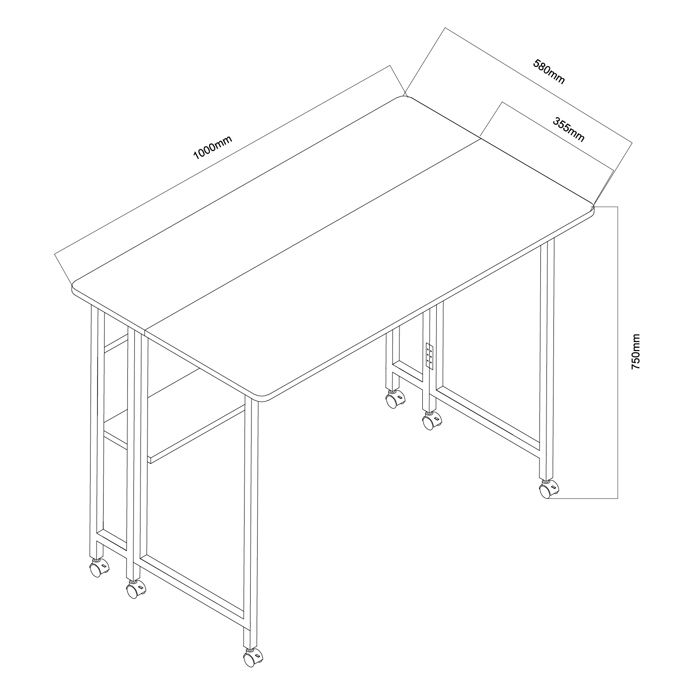 Table de bureau pliante Maclean, noire, mobile, plateau 100x58cm, max ...