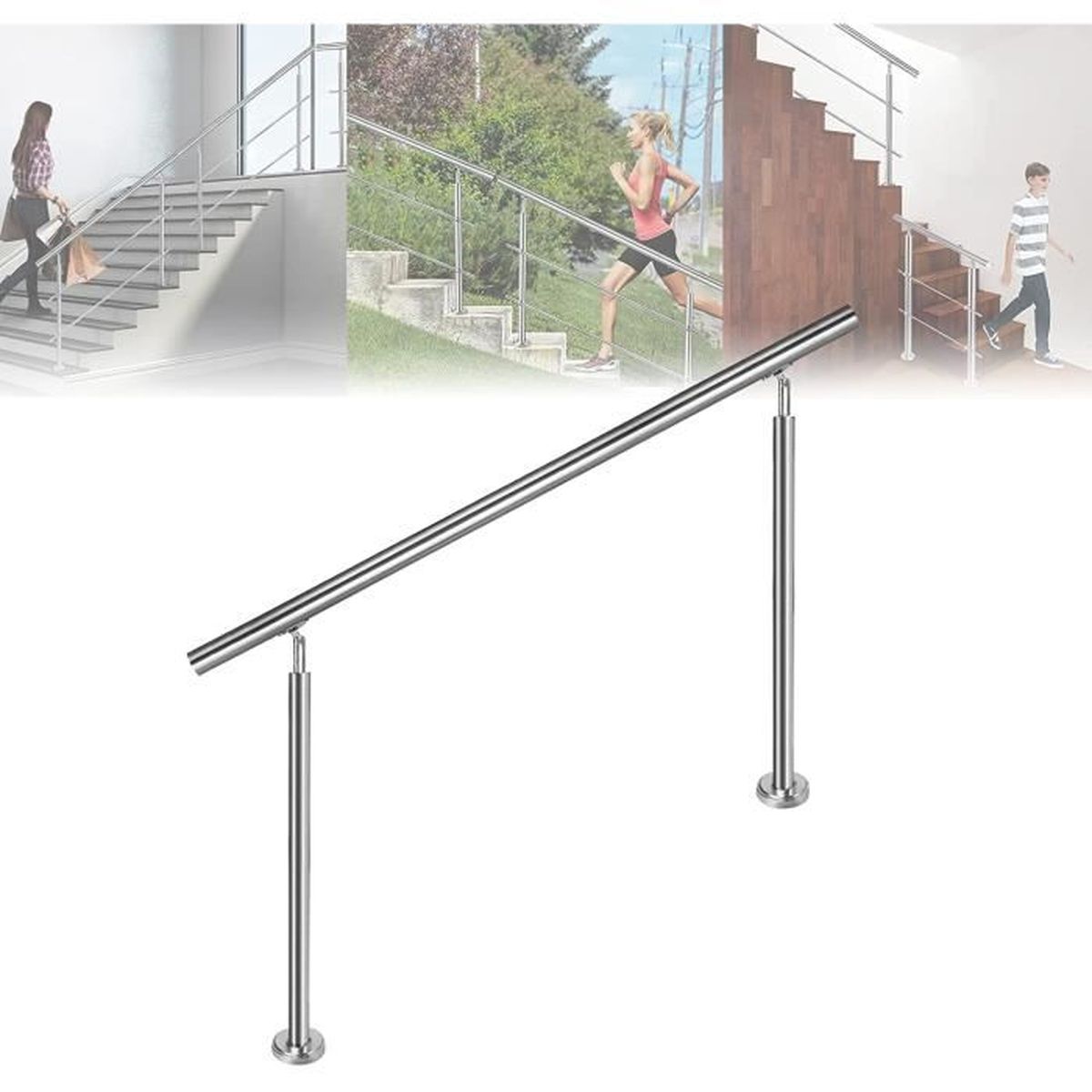 LARS360 Rampe d'escalier de 100 cm de diamètre, balustrade en acier ...