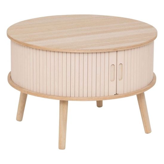 Atmosphera - Table basse ronde 2 portes en bois NYOS - Beige ...