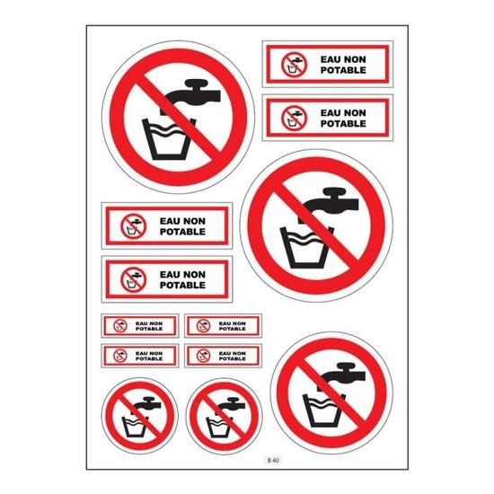 Planche format A4 de stickers eau non potable - Cdiscount Maison