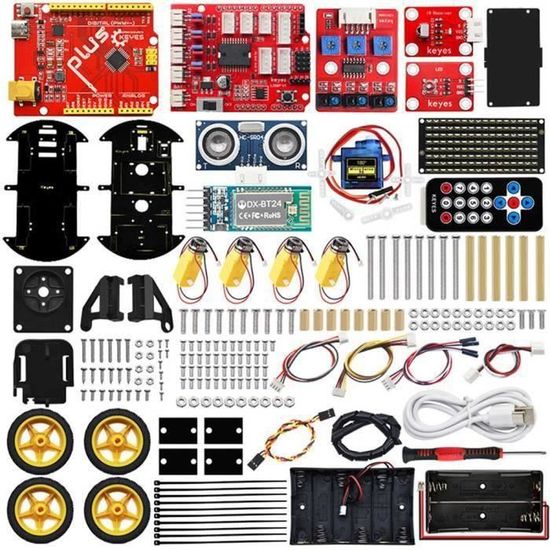 Kit de Voiture Robot 4WD Multi BT Mis à Niveau V2.0 avec Affichage LED ...