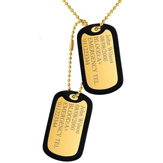 Custom4U Plaques Militaires Personnalisable Or Homme-Lot de Deux ...