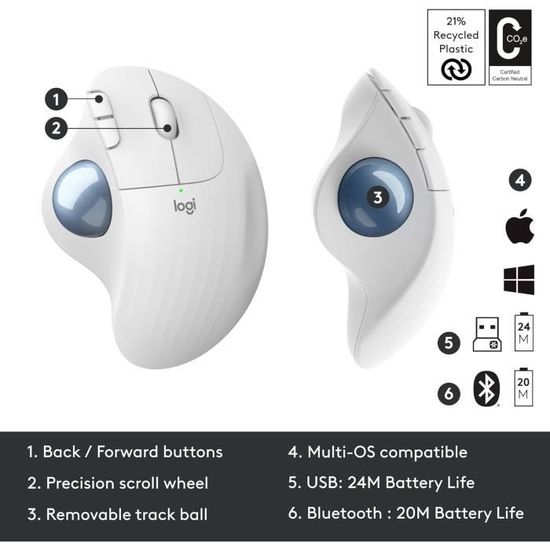 Souris Trackball - LOGITECH - ERGO M575 - Sans fil - Ergonomique ...