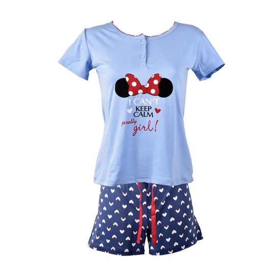 Pyjama Court Femme HUMORISTIQUE en Coton 7845 Bleu 7845 bleu ...