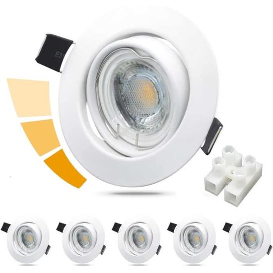 Spot Led Encastrable Dimmable Orientable 230V, 6X 6W 500Lm Luminaires Encastrés Blanc, Ultra ...