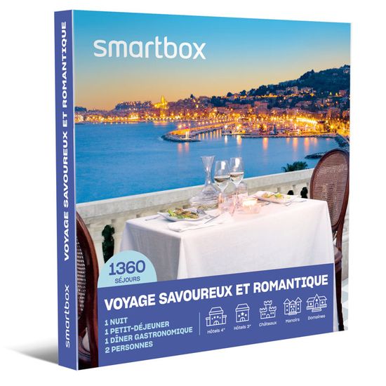 Coffret Cadeau SMARTBOX - Voyage savoureux et romantique - 1 nuit avec ...