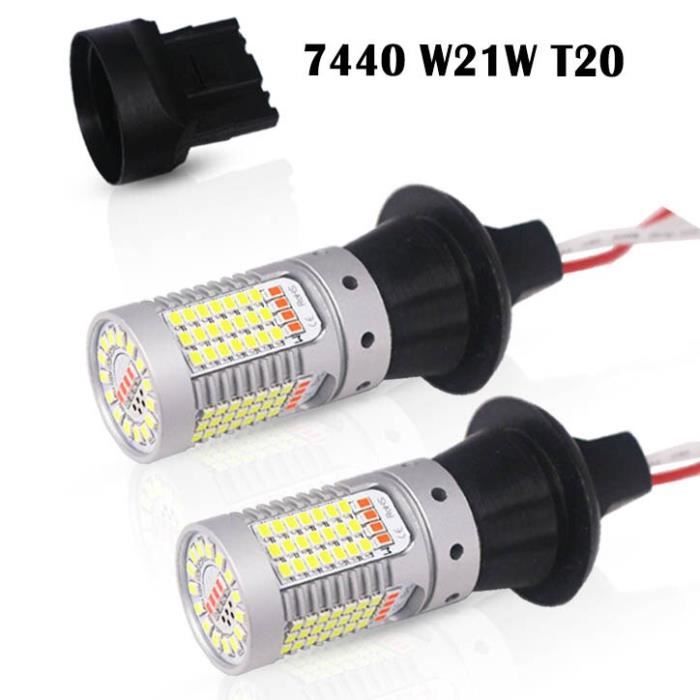 Voiture T20 LED Blanc-Rouge Bicolore Canbus W21W 7440 3156 1156 P21W ...