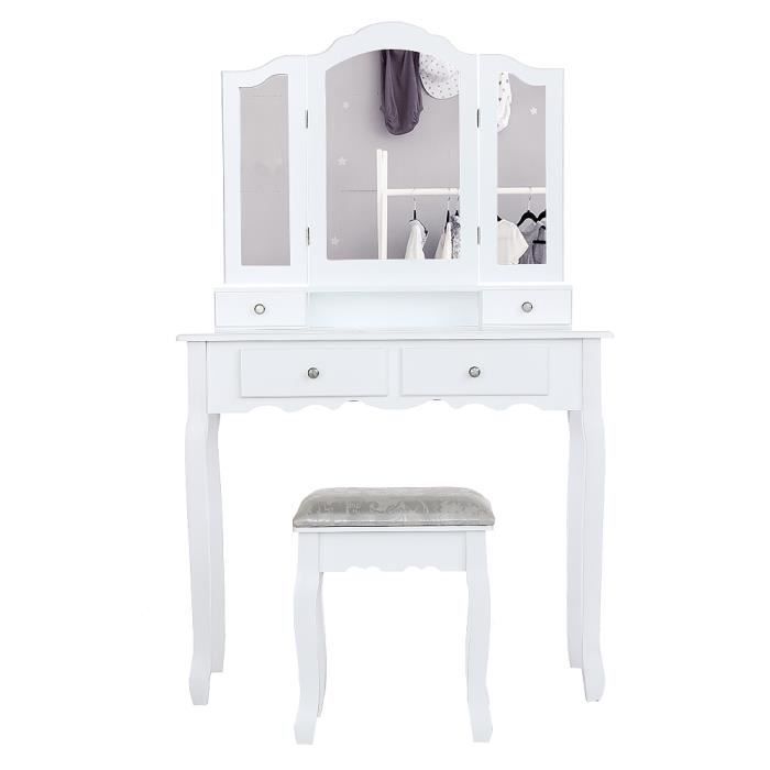 Coiffeuse européenne - MARQUE - avec tabouret miroir tri-fold 3 miroirs ...