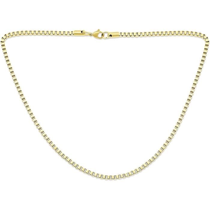 Collier Simple Et Solide En Acier Inoxydable Argenté Et Doré De 3Mm ...